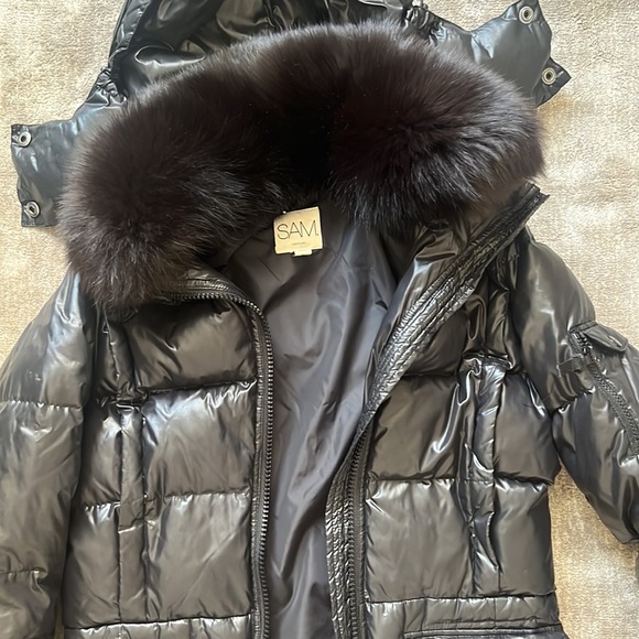 SAM. | Jackets & Coats | Sam New York Black Puffer Jacket With Real Fur ...